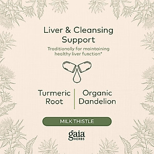 Gaia Herbs Liver Cleanse - Liver Health Support Herbal Supplement with Milk Thistle, Burdock, Turmeric Curcumin, Dandelion, and More - 60 Vegan Liquid Phyto-Caps (30 Servings)