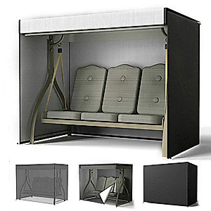 Swing Covers for Outdoor Furniture Patio Swing Cover 3 Seater Durable Hammock Outdoor Swing Glider Cover 87x49x67 inches All Weather Protection (Black)