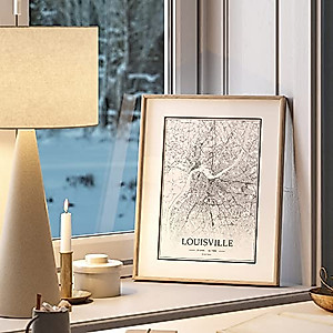 Dear Mapper Louisville United States View Abstract Road Modern Map Art Minimalist Painting Black and White Canvas Line Art Print Poster Art Line Paintings (Set of 3 Unframed) (16x24inch)