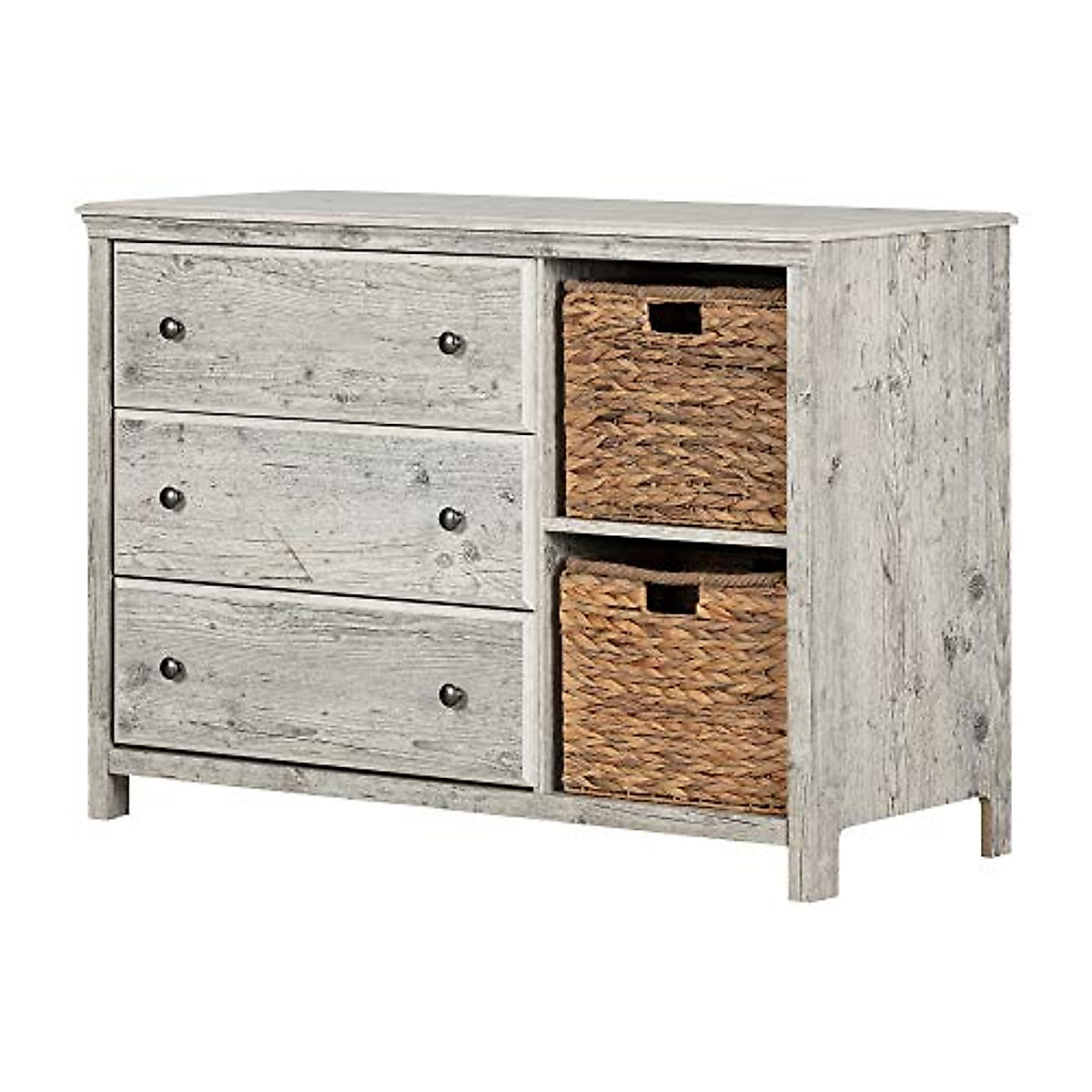 South Shore Cotton Candy 3-Drawer Dresser with Baskets-Seaside Pine