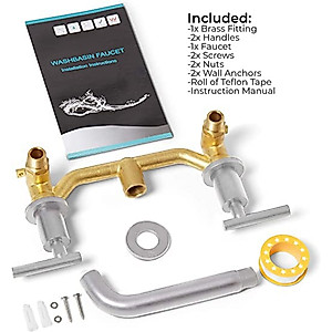 Brasnell Solutions, Brushed Nickel Wall Mounted Tub Faucet - Dual Handle - Brass - Vanity - 3-Hole spout, High Water Pressure - Home Improvement Bathroom DIY
