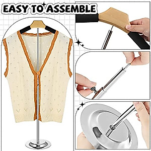 Qunclay Adjustable T Shirt Display Flexible Shoulder Stand Shirt Rack Portable Hanging Black Metal Clothes Hanger Rack for Clothing Garment Coat Retail Vendor, Height 16-27.9 Inch (1 Pcs)