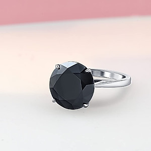 8 Ct Black Moissanite Solitaire Engagement Ring 10k White Gold - Size 7