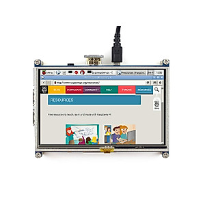 5 inch Resistive Touch Screen TFT Display 800x480 HDMI Interface LCD Direct-Connect with Raspberry Pi 3B+/3B/3A+/2B/B+/A+,Work with Raspbian/Ubuntu/Kali/Retropie