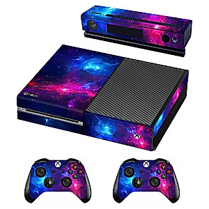 FOTTCZ Vinyl Skin for Xbox One Console, Sound Box & Controllers Only, Sticker Decorate and Protect Equipment Surface, Double Nebula