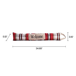 Elements 34.65x5.12x3.15 Inch Red Plaid Welcome Fabric Draft Stopper