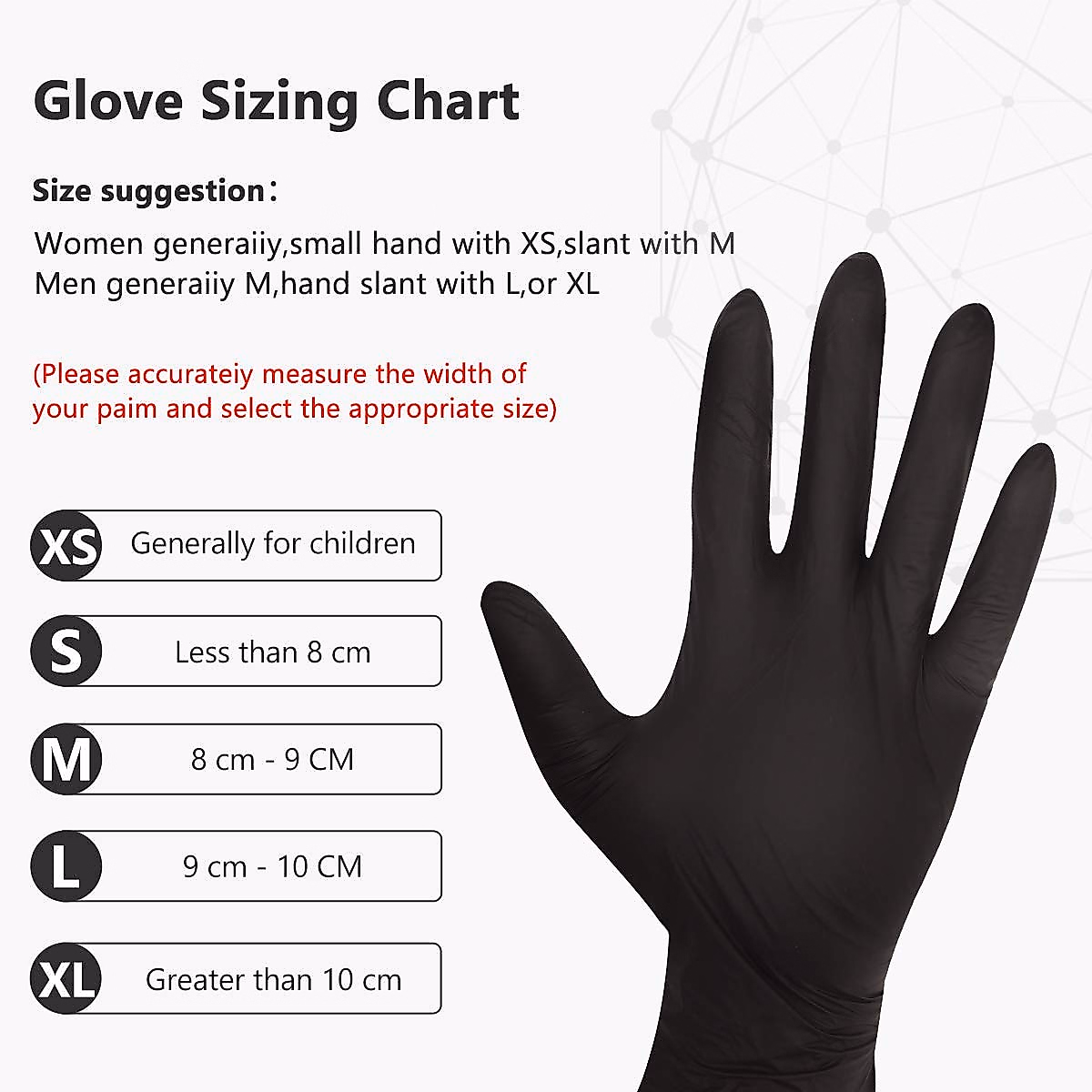 Keoely Nitrile Disposable Gloves Pack of 100, Latex Free Safety Working Gloves for Food Handle or Industrial Use(Black,X-Large)