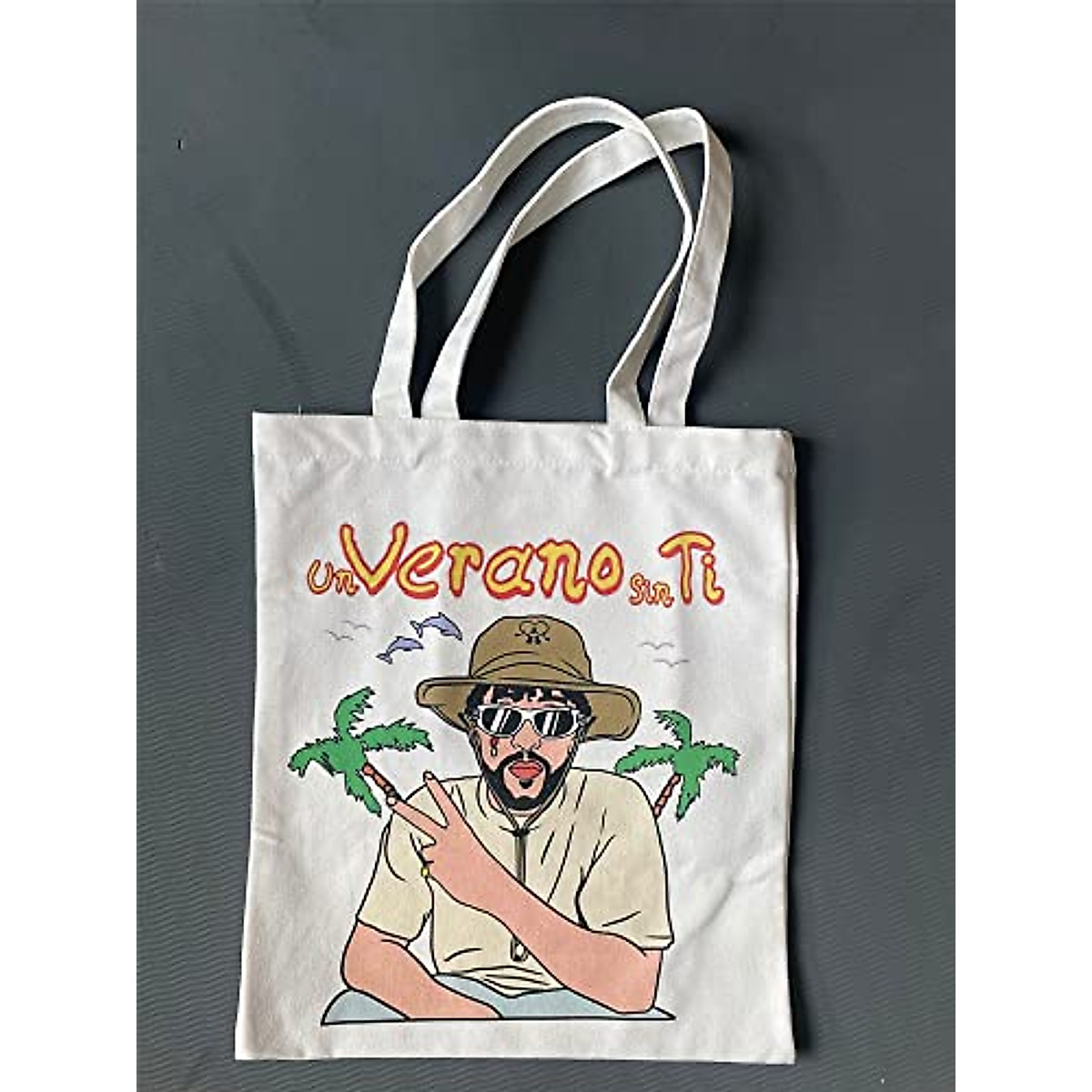 Canvas Tote Bag for women girls Aesthetic un verano Bunny sin ti Cloth Tote Shopping Bags School Shoulder Bag Reusable Bag