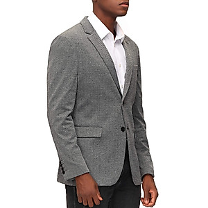 Men's Casual Blazer Slim Fit 2 Button Herringbone Suit Jackets Lightweight Knit Sport Coat Black XL