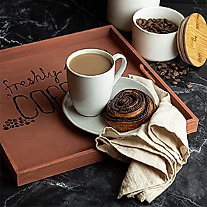 Hammont Wooden Square Nested Serving Trays (Largest Tray is 16") 5 Piece Set of Wood Trays for Crafts with Cut Out Handles | Kitchen Nesting Trays for Serving Pastries, Snacks, Mini Bars, Chocolate