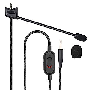 QC35 Microphone Boom Cable with External Game Mic for Bose QuietComfort 35 II (QC35 II) & Quiet Comfort 35 (QC35) Headphones, Gaming Mic with Mute Switch for PC, Laptop, PS4, PS5, Xbox One Controller