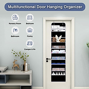 SHALORY Over Door Hanging Organizer,5-Shelf and 4 Side Pockets with Velcro Stickers Secure Heavy Duty Organization for Bedroom Pantry Nursery Cosmetics Clothes Toys and Diapers