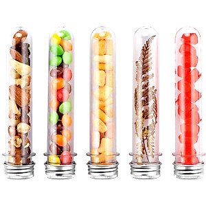 60Pack Plastic Test Tubes with Caps, 45ML Clear Bath Salt Tubes Gumball Candy Tubes, Tube Container Vials for Scientific Experiments, Party Favors, Decorate The House, Candy Storage