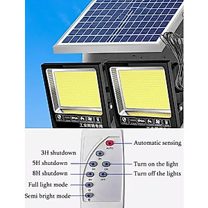 ZXXHNNAIH Solar Street Light IP66 Waterproof Solar Street Lights Outdoor LED Commercial Lighting with 19 ft Cables and Remote Control, Easy to Install