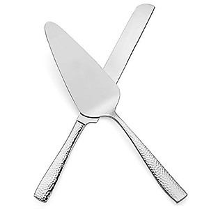 Hudson Essentials Hammered 18/10 Stainless Steel Cake Knife & Cake Server Set