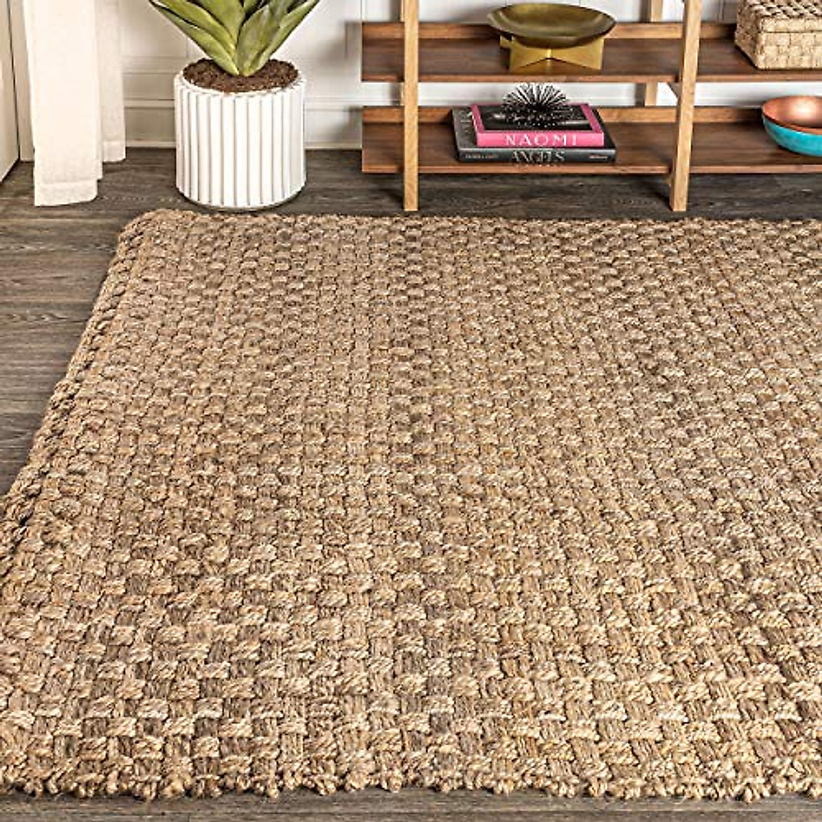 JONATHAN Y Estera Hand Woven Boucle Chunky Jute Natural 3 ft. x 5 ft. Area-Rug, Farmhouse, Easy-Cleaning, for Bedroom, Kitchen, Living Room,Natural Color