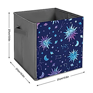 Space Galaxy Constellation Collapsible Storage Bins Basics Folding Fabric Storage Cubes Organizer Boxes with Handles