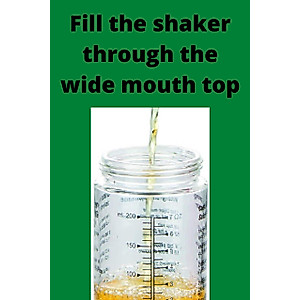 Glass Salad Dressing Bottle: Premium Borosilicate Salad Dressing Shaker with Mixer Insert • Leak Proof Salad Dressing Blender and Dispenser with Measurements and Recipes • Reusable Vinaigrette Cruet