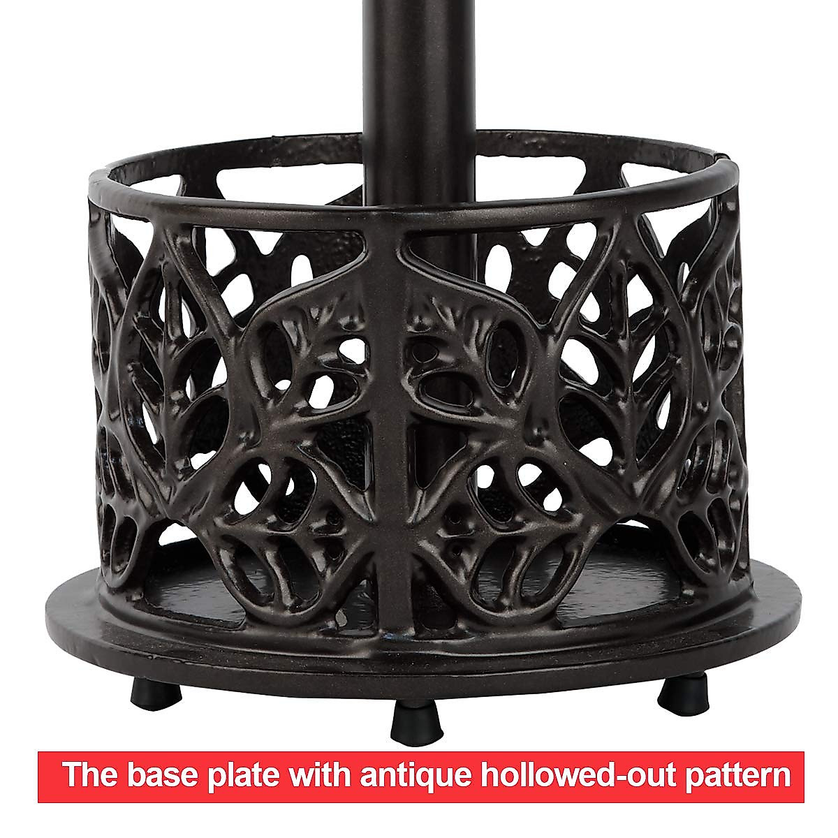 MEIGUI Cast Iron Paper Towel Holder Stand Roll Dispenser Stand for Kitchen Countertop & Dining Room Table, Coffe Gold