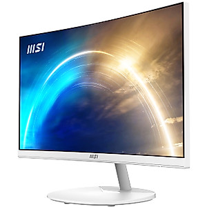 MSI Pro MP241CAW, 24" Monitor, 1920 x 1080 (FHD), Curved VA, 75Hz, TUV Certified Eyesight Protection, 4ms, Displayport, HDMI, Tilt,White