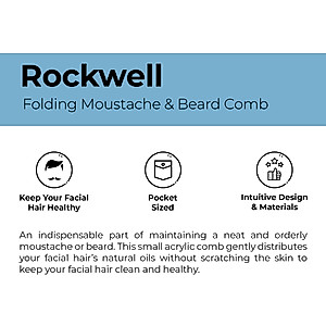 Rockwell Folding Beard & Moustache Comb - Pocket-Size, Durable, Anti-Static Acetate Comb | Supports a Healthy Beard and Moustache
