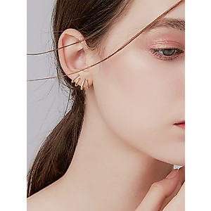 Quartet Earrings Gold Claw Earrings for Women Trendy Dainty Minimalist Huggie Needle Earrings for Womens Luxury Trendy Rhinestone Earrings Jewelry Gifts for Womens