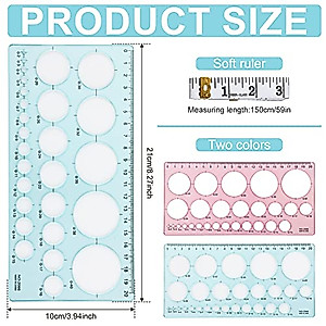 3pcs Nipple Rulers, Nipple Ruler for Flange Sizing Measuring Tool Plastic Nipple Ruler Circle Stencil Circle Templates Ruler Set with Soft Ruler for Woman Nipples, Breast Pump Sizing Tool