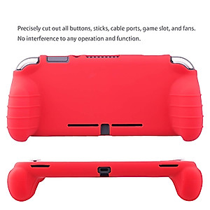 YoRHa Handle Grip Soft Silicone Rubber Protective Cover Case (Red) x 1 for Nintendo Switch Lite [9.2019 Slim Model]