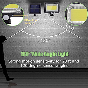 WERCHTAY Solar Lights Outdoor Motion Sensor Remote Control Solar Flood Lights with 3 Lighting Modes 120 Bright COB IP65 Waterproof 16.4Ft Cable Security Solar Powered Lights for Yard Outside