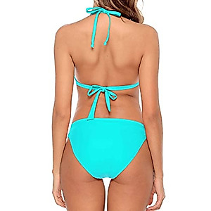 beautyin Halter Bikini Swimsuit for Women Two Piece Aqua Lace Bikini Bathing Suit