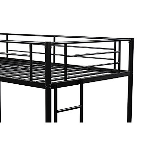 Twin Over Twin Metal Bunk Beds with 2 Side Ladders, Heavy Duty Bed Frame with Guardrail for Dormitory Bedroom Boys Girls Adults,No Box Spring Needed,Black