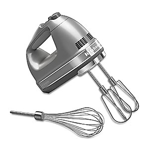 KitchenAid KHM7210CU 7-Speed Digital Hand Mixer with Turbo Beater II Accessories and Pro Whisk - Contour Silver