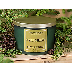 Evergreen Candle | Pine Candle | Luxury Soy & Beeswax Scented Candles for Home | 16 oz. Large Jar Candles | Christmas Candles | Winter Candle | Organic Gifts for Her
