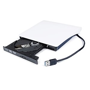 Sunvalley White USB 3.0 External DVD CD ROM Optical Drive, for Asus VivoBook 15 S15 F510UA F510QA S S14 Flip 14 L203MA Pro 17 S532 15.6 Inch Laptop, Portable Pop-Up DVD-RW CD-R Player, New in Box
