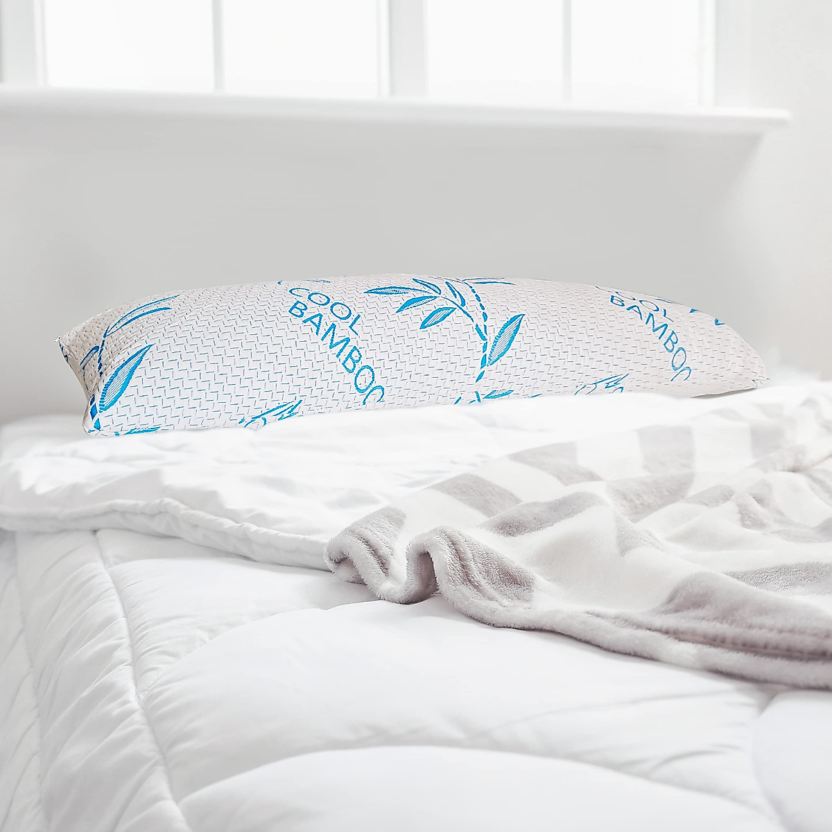 Body Pillow for Sleeping, Shredded Memory Foam Adjustable Bed Pillow with Hypoallergenic, Removable/Washable Zipper Cover