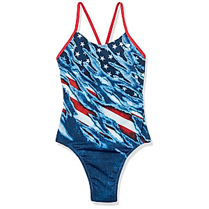 TYR Women's Live Free Cutoutfit Swimming One Piece, Red/White/Blue, Size 26
