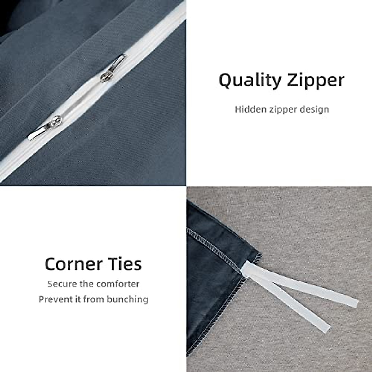 BBANGD California King Duvet Covers - Ultra Soft and Breathable Bedding Comforter Sets Washed Microfiber 3 Pieces with Zipper Closure Duvet Cover and 2 Pillow Shams (Navy)