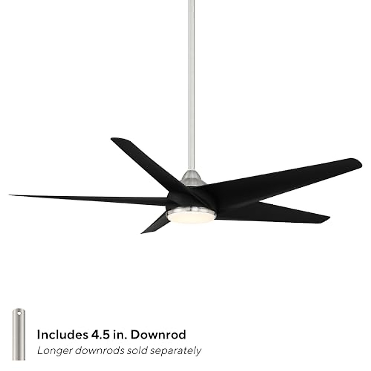 WAC Smart Fans Viper Indoor and Outdoor 5-Blade Smart Home Ceiling Fan 60in Brushed Nickel Black with 3000K LED Light Kit and Remote Control works with Alexa and iOS or Android App