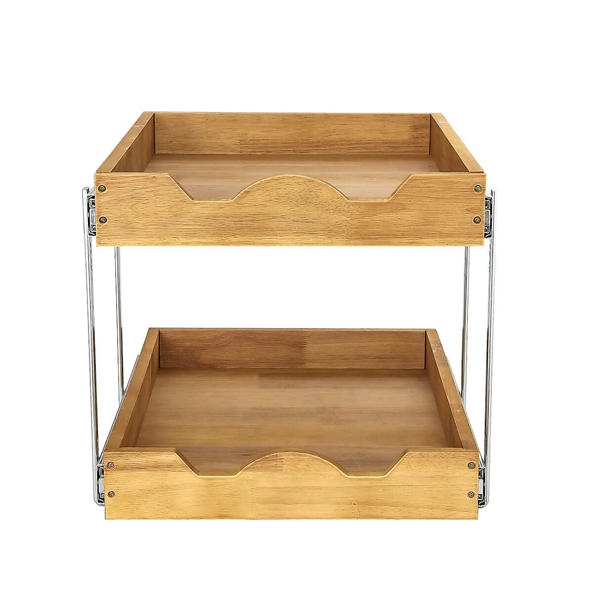 DINDON 2 Tier Pull Out Cabinet Organizer (11" W x 21" D) Double Tier Slide Out Wood Drawer Under Cabinet Storage And Organization