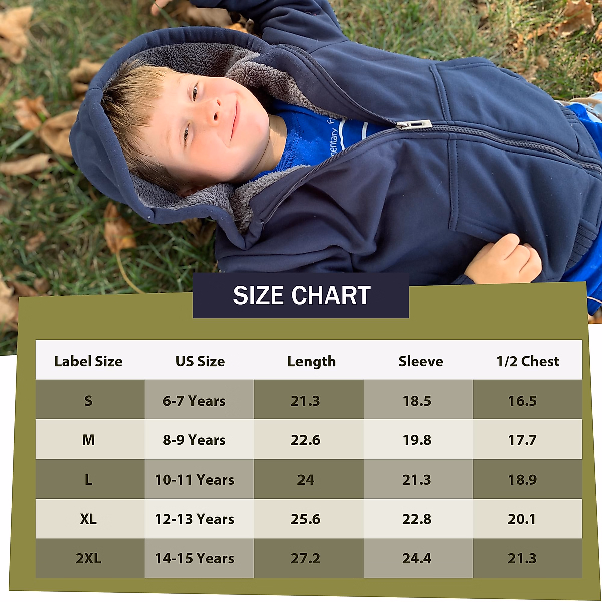Ceoutdoor Boys Fleece Jacket Zip up Sweatshirt Hoodie Soft Warm Outdoor Winter Coat for Kids (B-Black/Grey,Size 6-7)