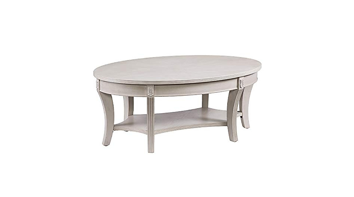 SEI Furniture Laverly Oval Coffee Table - Whitewash Chic