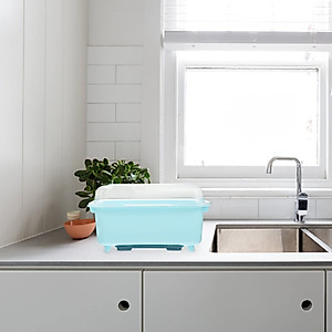 Cabilock Baby Bottle Drying Rack with Anti- Cover Nursing Bottle Storage Box Plastic Tableware Box Organizer Portable Countertop Dryer for Tea Cup Coffee Mug Bowl