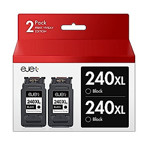 ejet Remanufactured 240XL Black Ink Cartridge Replacement for Canon PG-240XL Black Ink Cartridge for Pixma MG3620 MG2120 MG3520 TS5120 MX452 MX512 MX532 MX472 MG3120 MG4120 MX432 Printer (2 Black)