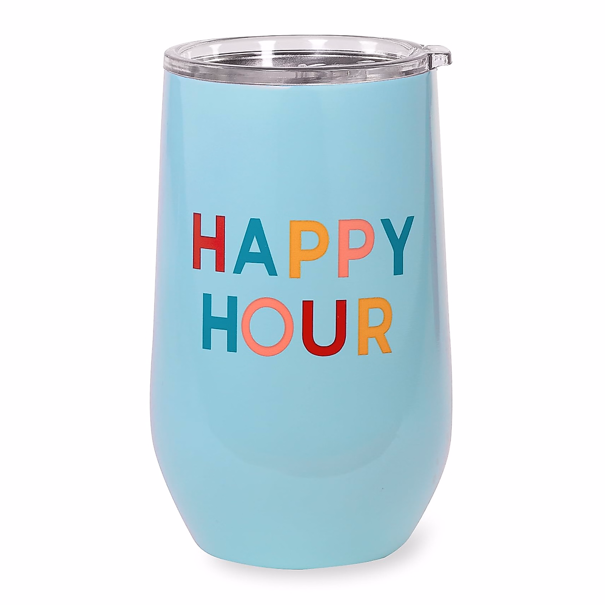 Kate Spade New York Insulated Stainless Steel Wine Tumbler, 16 Ounce Double Wall Tumbler, Stemless Travel Cup with Lid (Happy Hour)