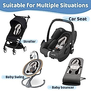 Pro Goleem Car Seat Head Support Infant, Soft Infant Car Seat Insert, 2 in 1 Carseat Head Support for Newborn, Baby Car Seat Cushion, Perfect for Car Seat, Stroller, Swing, Bouncer, Gray and Black