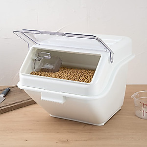 Restaurantware Met Lux 13 Gallon Ingredient Bin 1 With Lid Food Storage Bin - With Measuring Scoop Stackable White Plastic Commercial Flour Bin Easy Access For Kitchen Or Storage