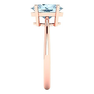 Clara Pucci 2.0 ct Oval Cut Solitaire Natural Aquamarine Engagement Wedding Bridal Promise Anniversary Ring 18K Rose Gold Size 4.5
