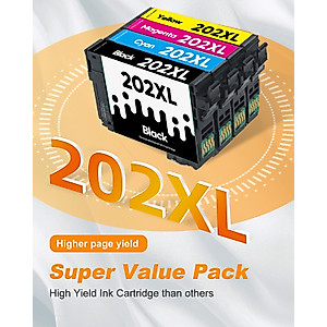 202XL Ink Cartridges Remanufactured Replacement for Epson 202 XL 202XL Ink Cartridges T202 XL Ink Cartridges for Epson Printer Workforce WF-2860 Home XP-5100 All-in-One Inkjet (4 Pack, BCMY)