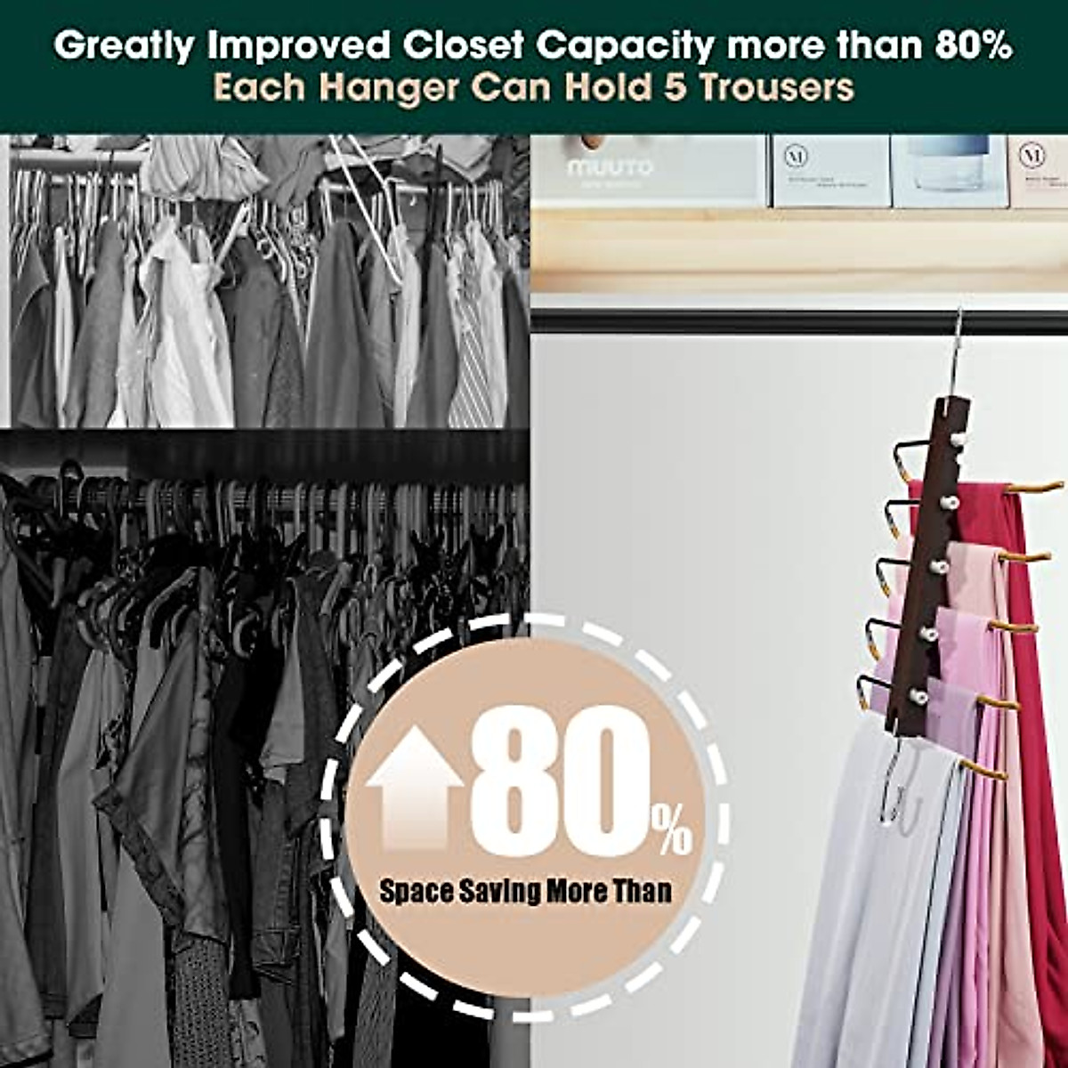 Ulimart Multi Functional Pants Rack -2 Pack- Pants Hanger 5-Layers Pants Hangers Space Saving,Pants Hangers for Men for Scarves Trousers Slack,Pants Organizer for Closet