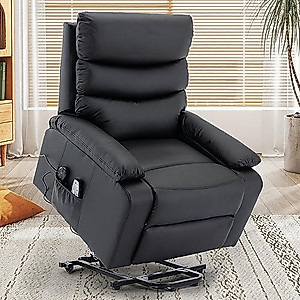 resiova Electric Power Lift Recliner Massage Chair for Living Room,Home Theater Seating with Heat and Adjustable Single Sofa for Back,Lumbar,Legs w/2 Positions,Black